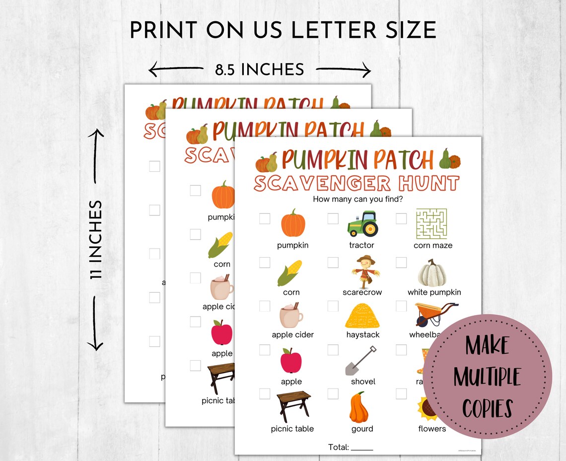 Pumpkin Patch Scavenger Hunt Fall Scavenger Hunt Daycare - Etsy