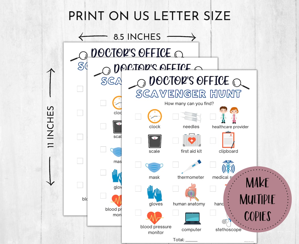 Doctor's Office Scavenger Hunt Printable Medical Office - Etsy
