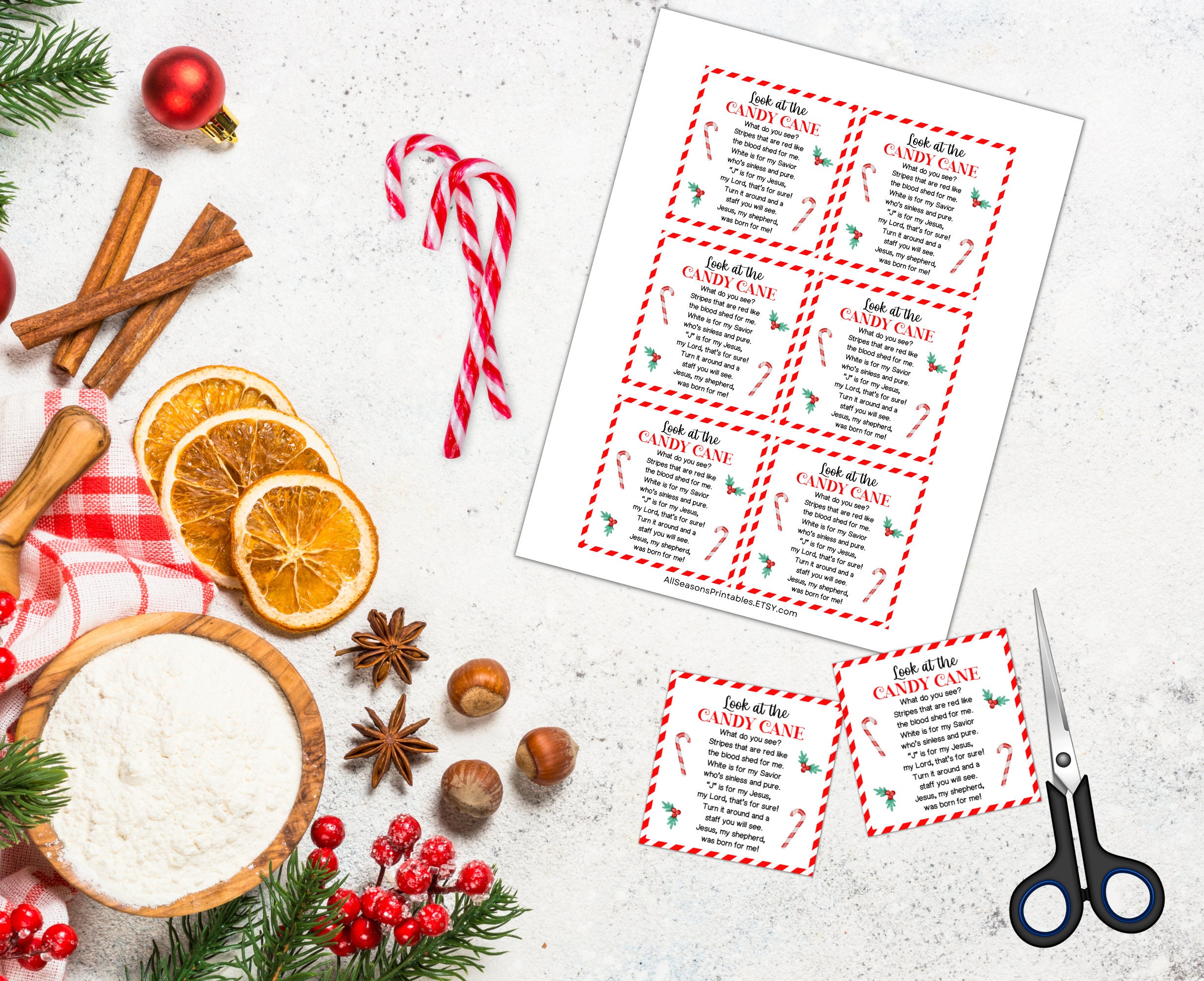 Legend of the Candy Cane Gift Tags, Meaning of Christmas Candy Cane ...