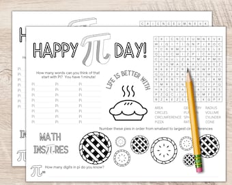 National Pi Day Pi Day Printable Placemat Pi Day Activity - Etsy