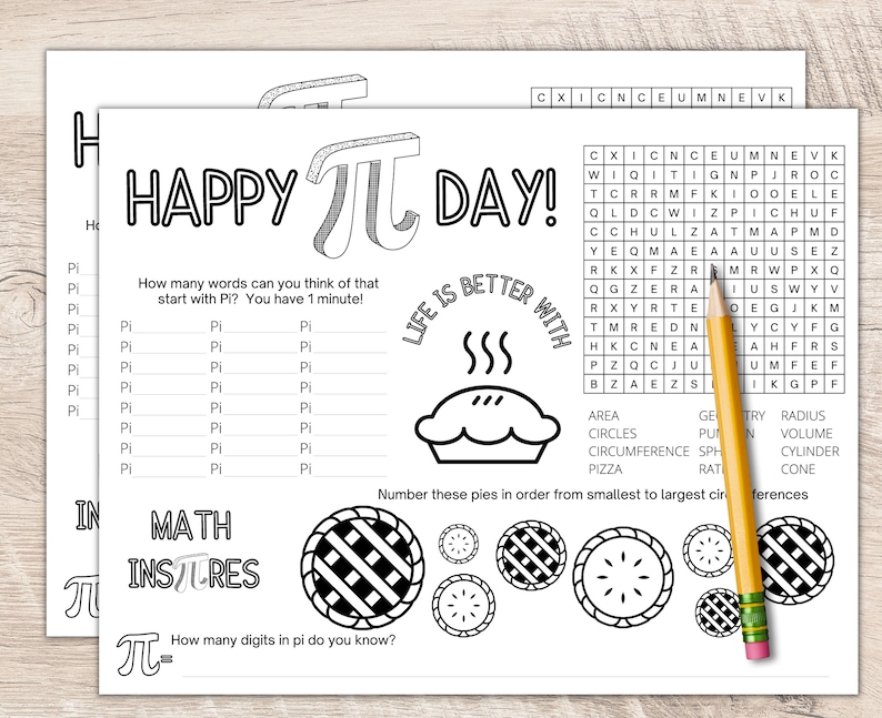 National Pi Day | Pi Day Printable Placemat | Pi Day Activity for Kids ...
