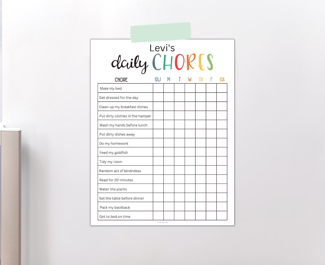 Editable Chore Chart Kids Chore Chart Chore Chart - Etsy