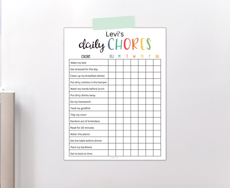 Editable Chore Chart Kids Chore Chart Chore Chart - Etsy