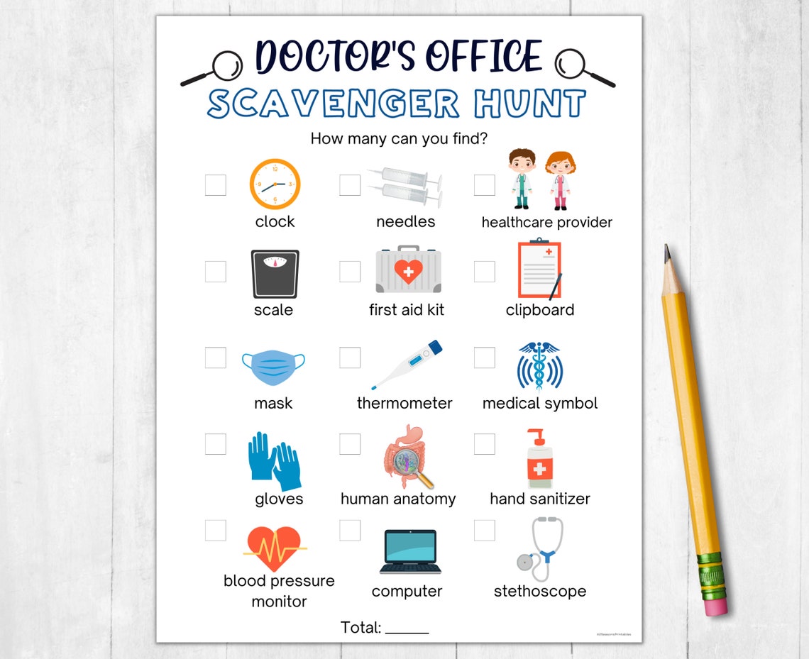Doctor's Office Scavenger Hunt Printable Medical Office - Etsy