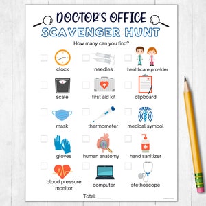Doctor's Office Scavenger Hunt Printable Medical Office - Etsy