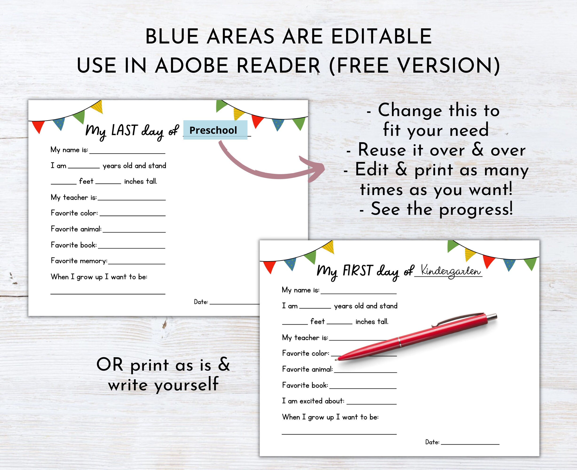 First Day of School Handprint Craft First and Last Day of - Etsy