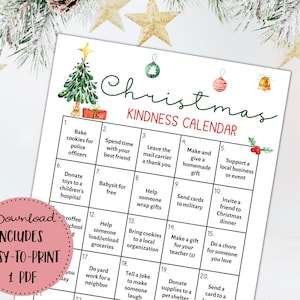 Christmas Acts of Kindness Calendar | Editable Christmas Holiday ...