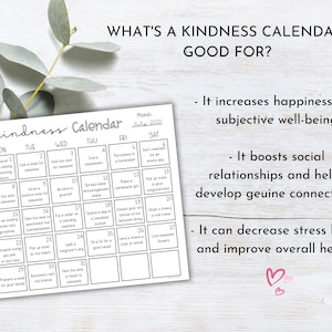 Random Acts of Kindness, Editable Kindness Calendar, Kindness Countdown ...