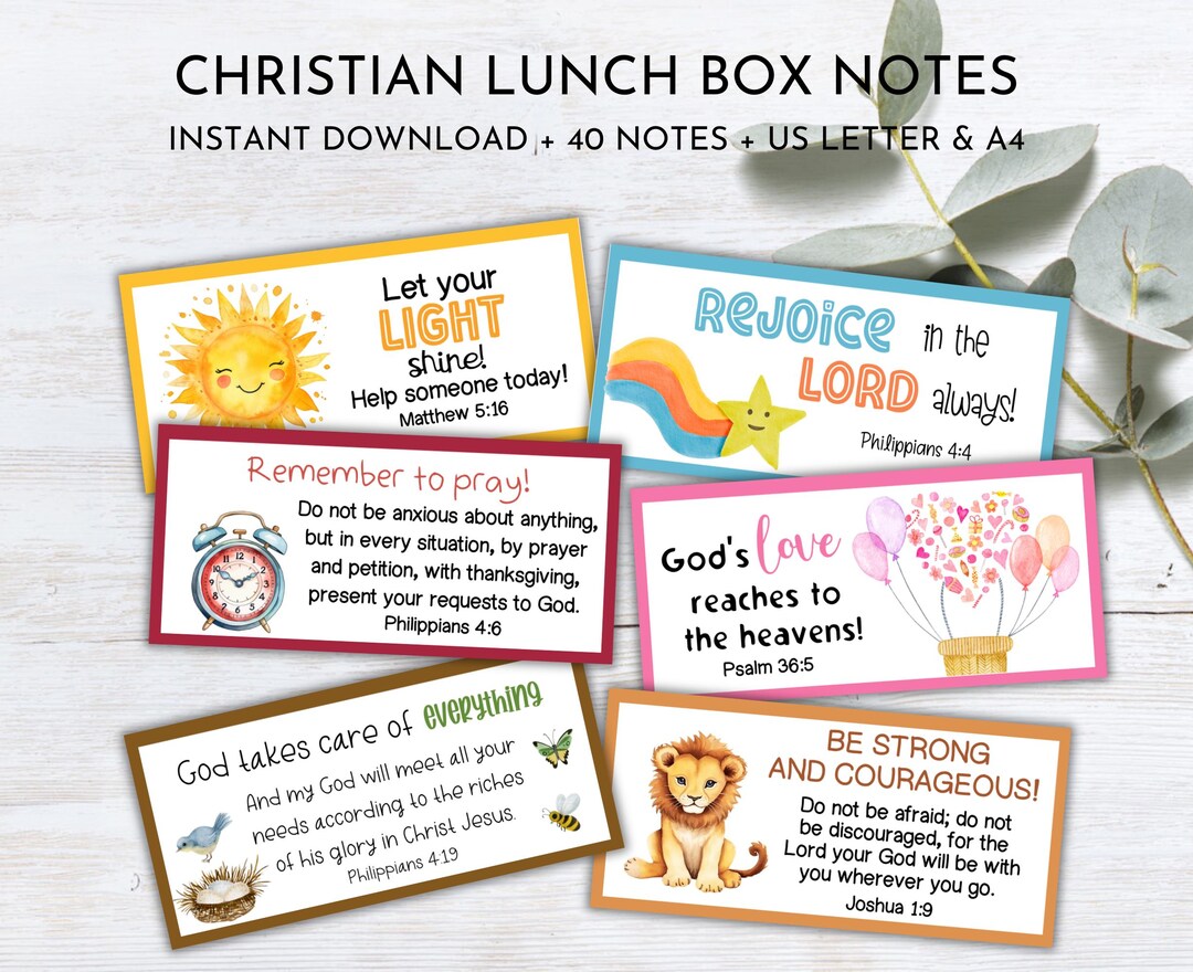 Christian Lunchbox Notes | Printable School Lunch Notes | Printable ...