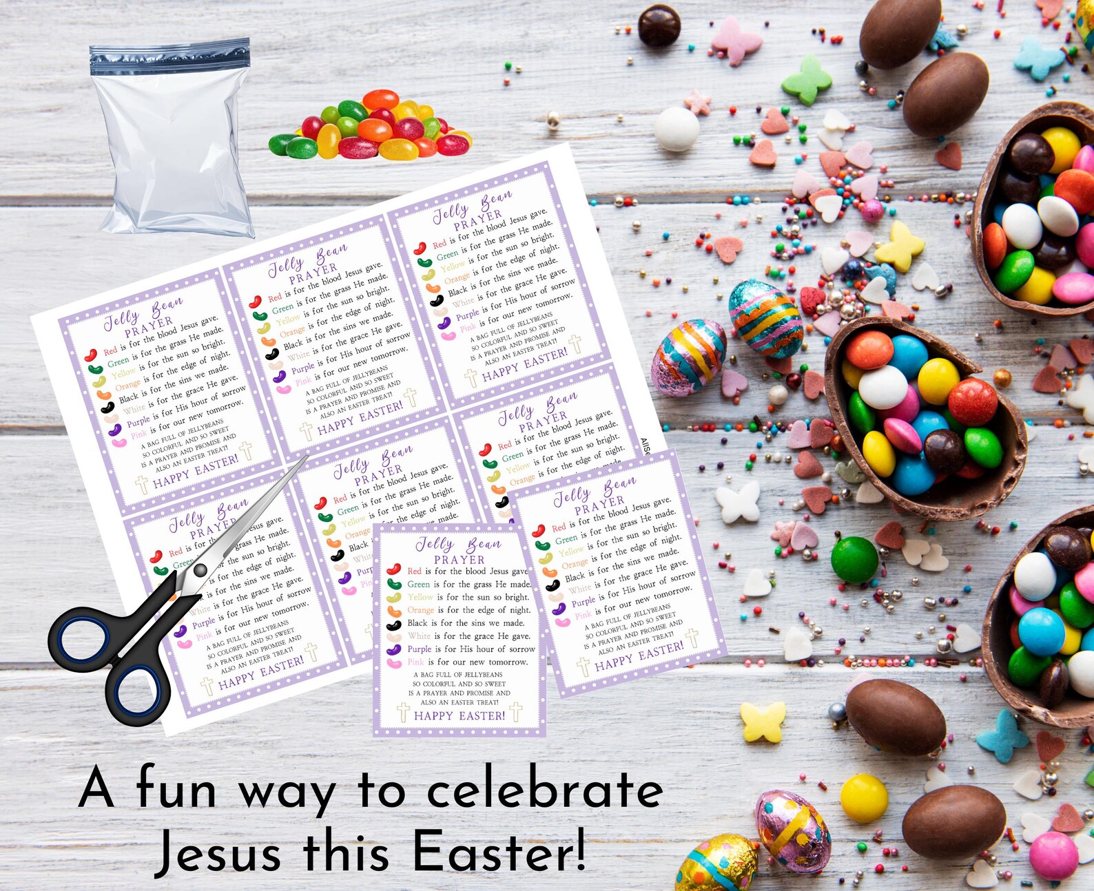 Jelly Bean Prayer Poem Printable, Jelly Bean Prayer Gift Tag, Christian ...