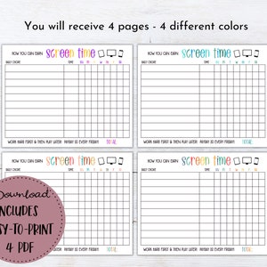 Editable Screen Time Checklist | How to Earn Screen Time Chart | Daily ...
