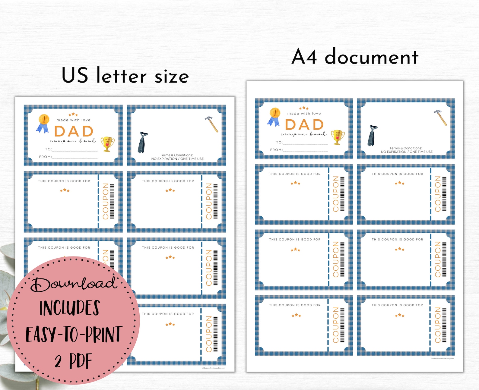 Dad Coupon Book Father's Day Coupon Book Printable Coupons for Dad ...