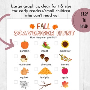 Fall Scavenger Hunt Printable Autumn Outdoor Activity - Etsy