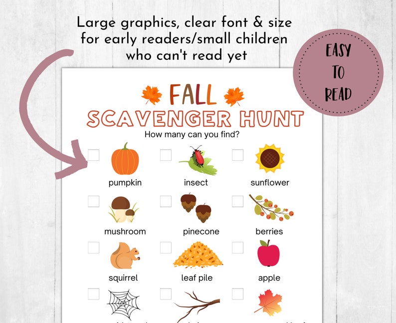 Fall Scavenger Hunt Printable Autumn Outdoor Activity - Etsy