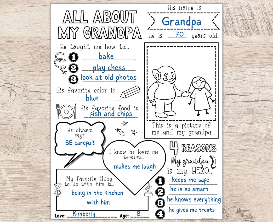 All About My Grandpa Printable | All About My Grandpa Questionnaire ...