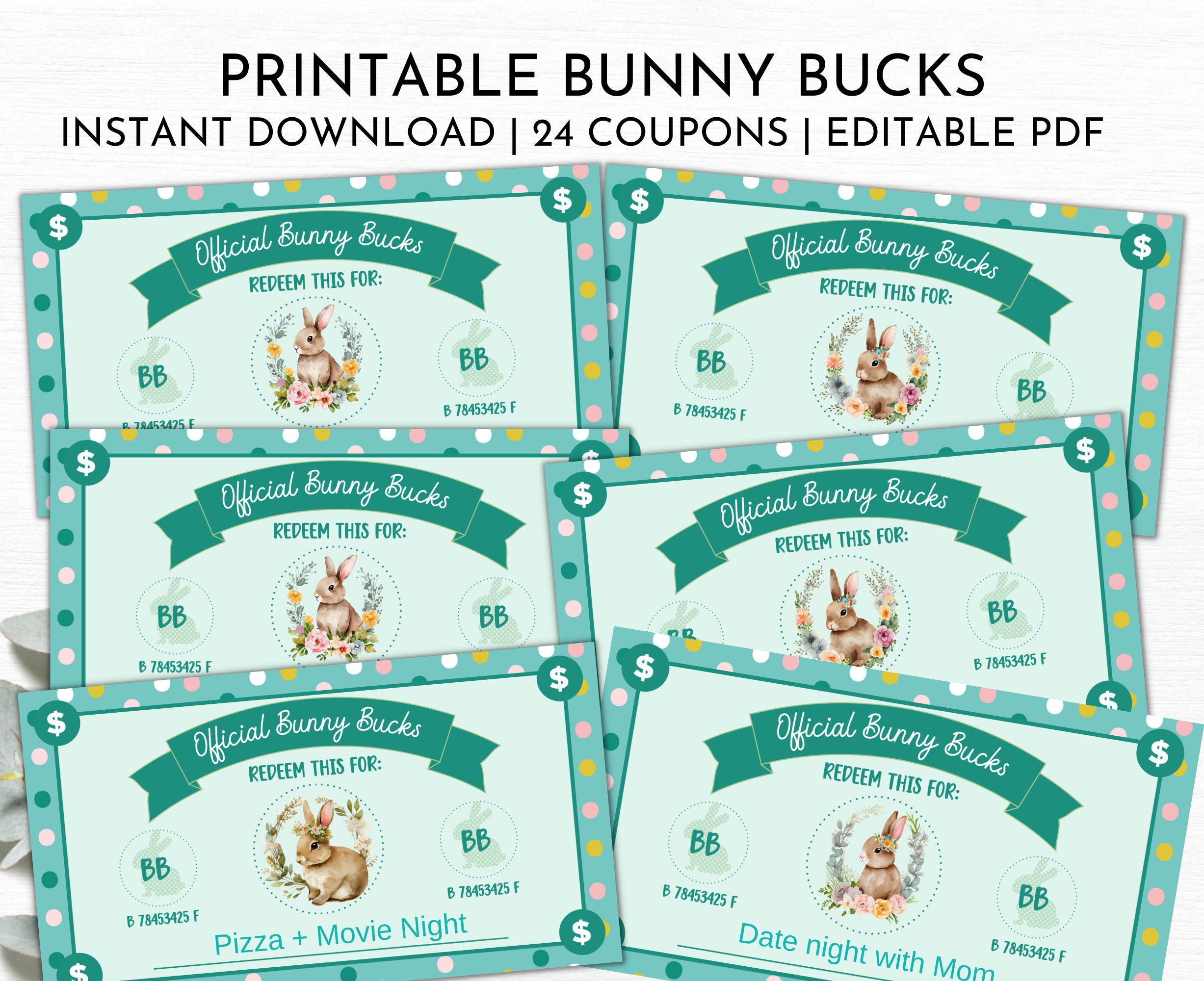 Bunny Bucks Printable Easter Egg Fillers Easter Basket - Etsy