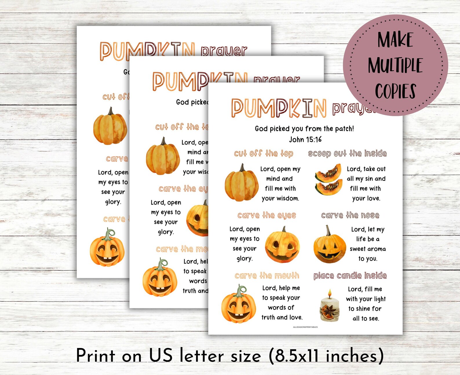 Pumpkin Prayer Christian Halloween Printable | Pumpkin Prayer Activity ...