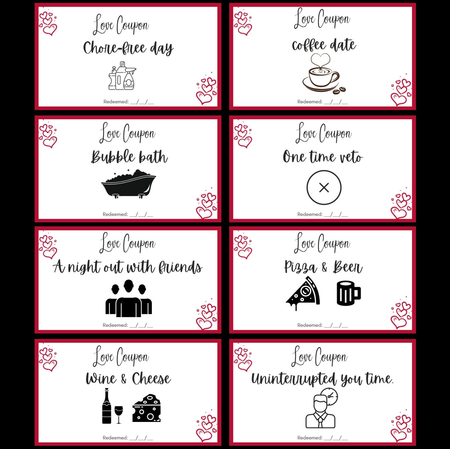 Printable Love Coupons With Envelope - Etsy
