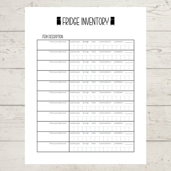 Printable Fridge Inventory | Etsy