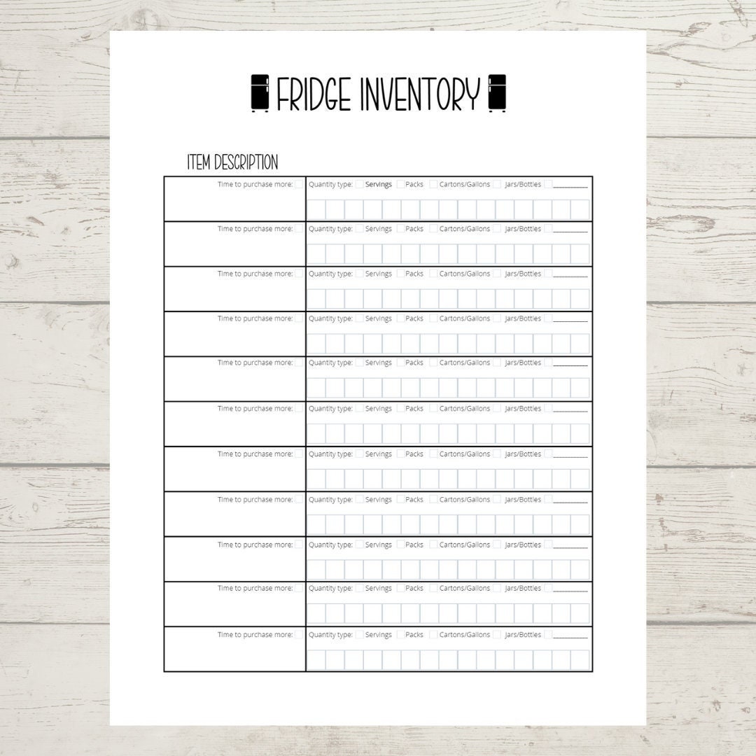 Printable Fridge Inventory - Etsy
