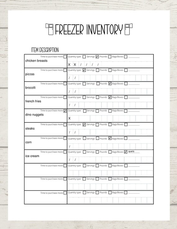Fillable Freezer Inventory | Etsy