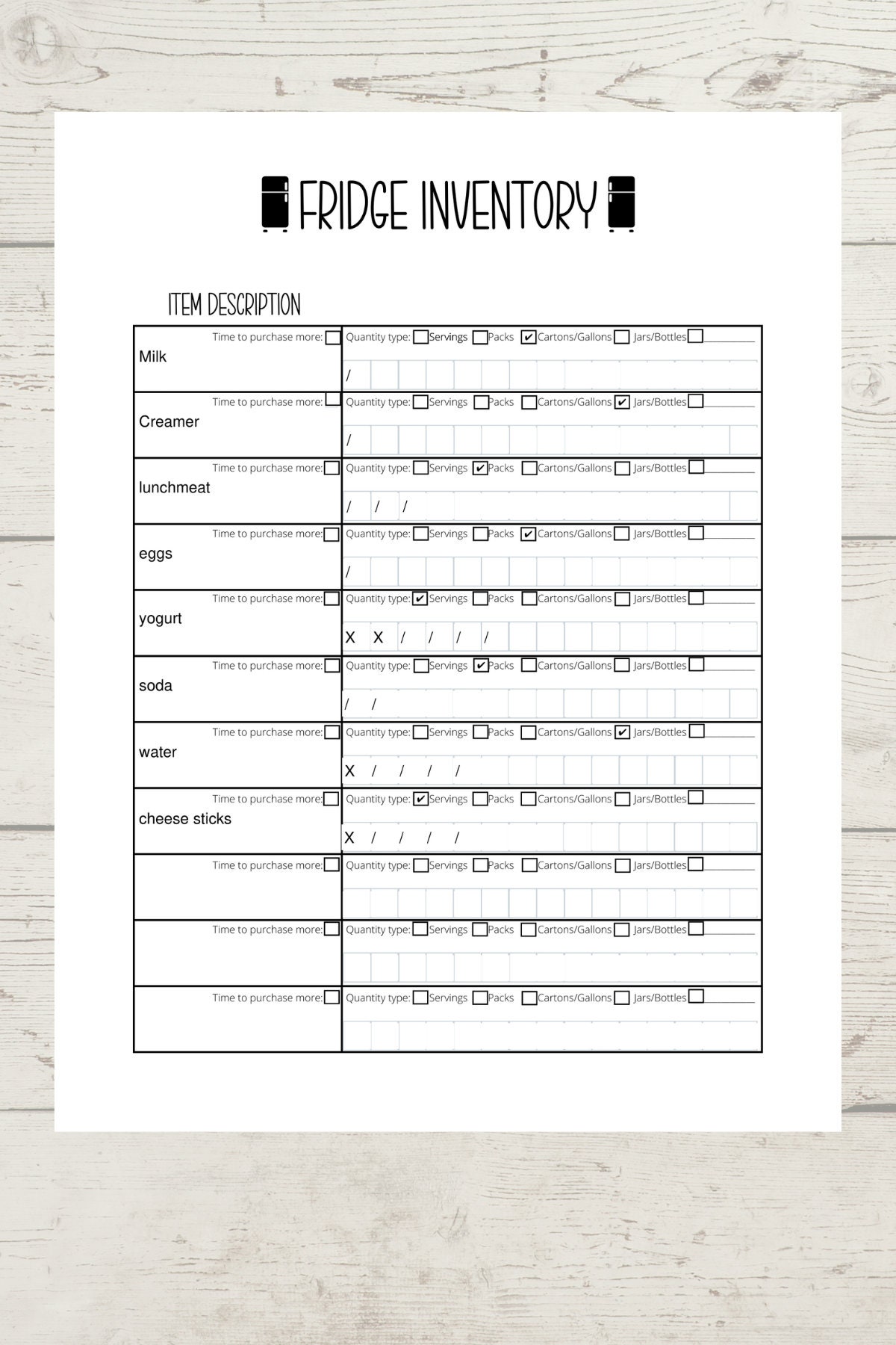 Fillable Kitchen Inventory Kit - Etsy