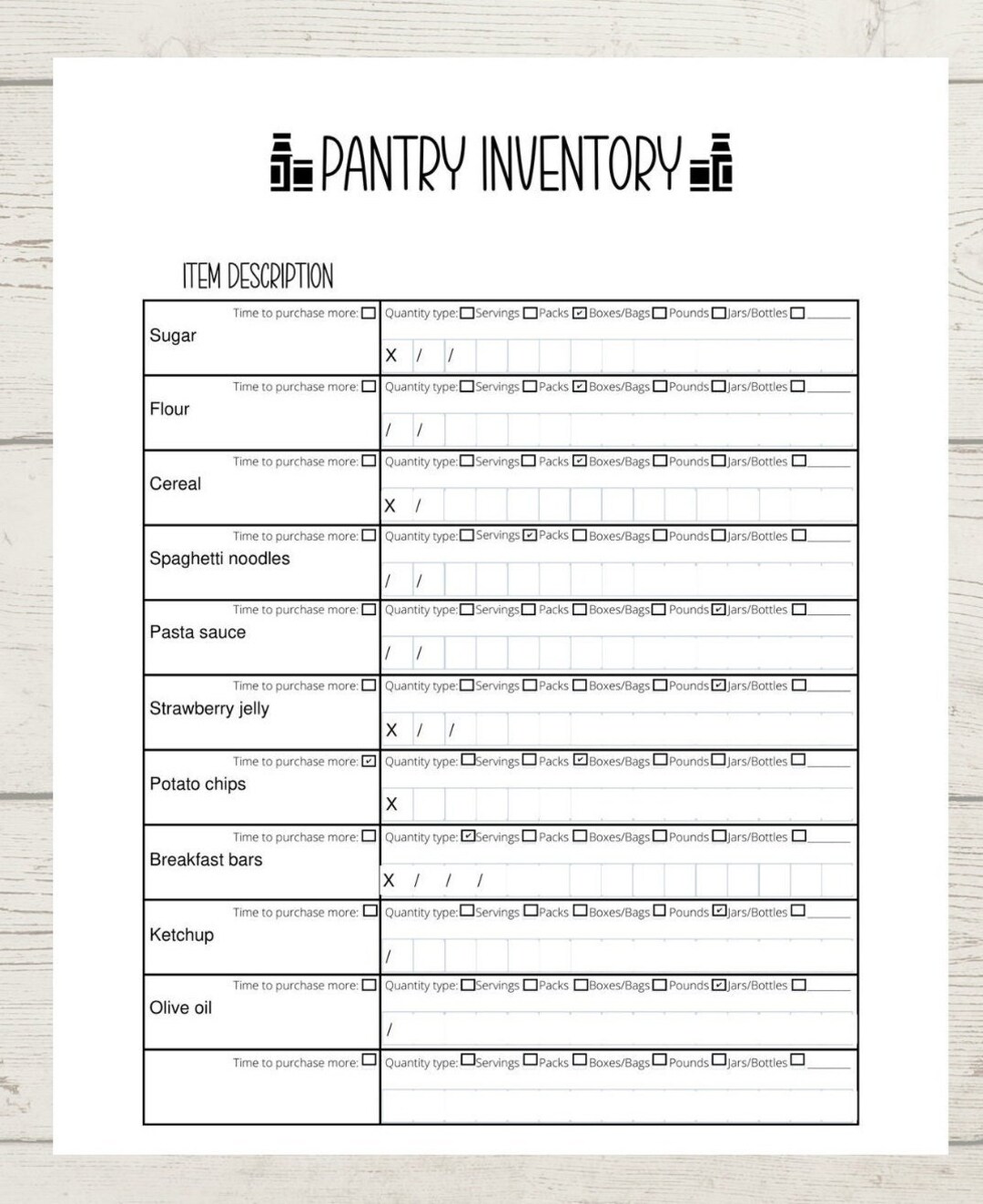 Fillable Pantry Inventory - Etsy