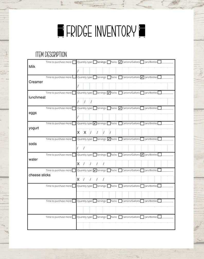 Fillable Fridge Inventory - Etsy