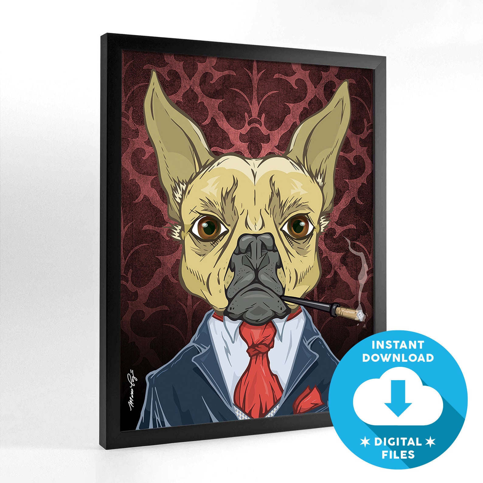 Dogfather // Wall Decor // Illustration // Pet Poster // Digital ...