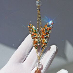 Suncatcher Butterfly Gorgeous Colors, Long Hanging Lightcatcher With ...