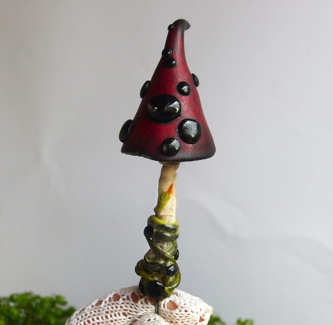 Gothic Mushroom With Snake, Handmade Polymer Clay Stick - Etsy