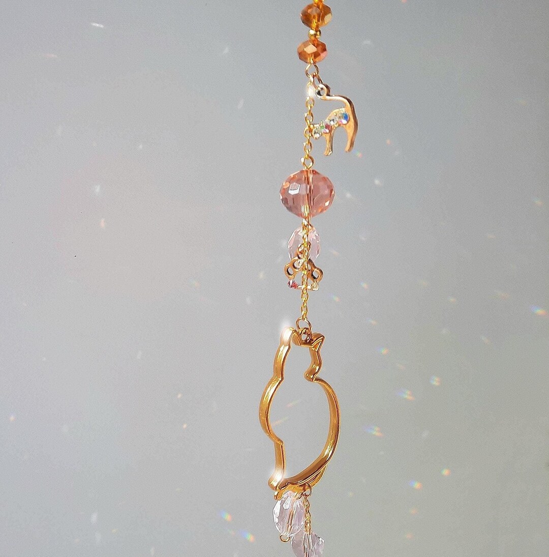 Cat Suncatcher: Crystal Paw & Tail Lightcatcher, Gift for Cat Lovers - Etsy