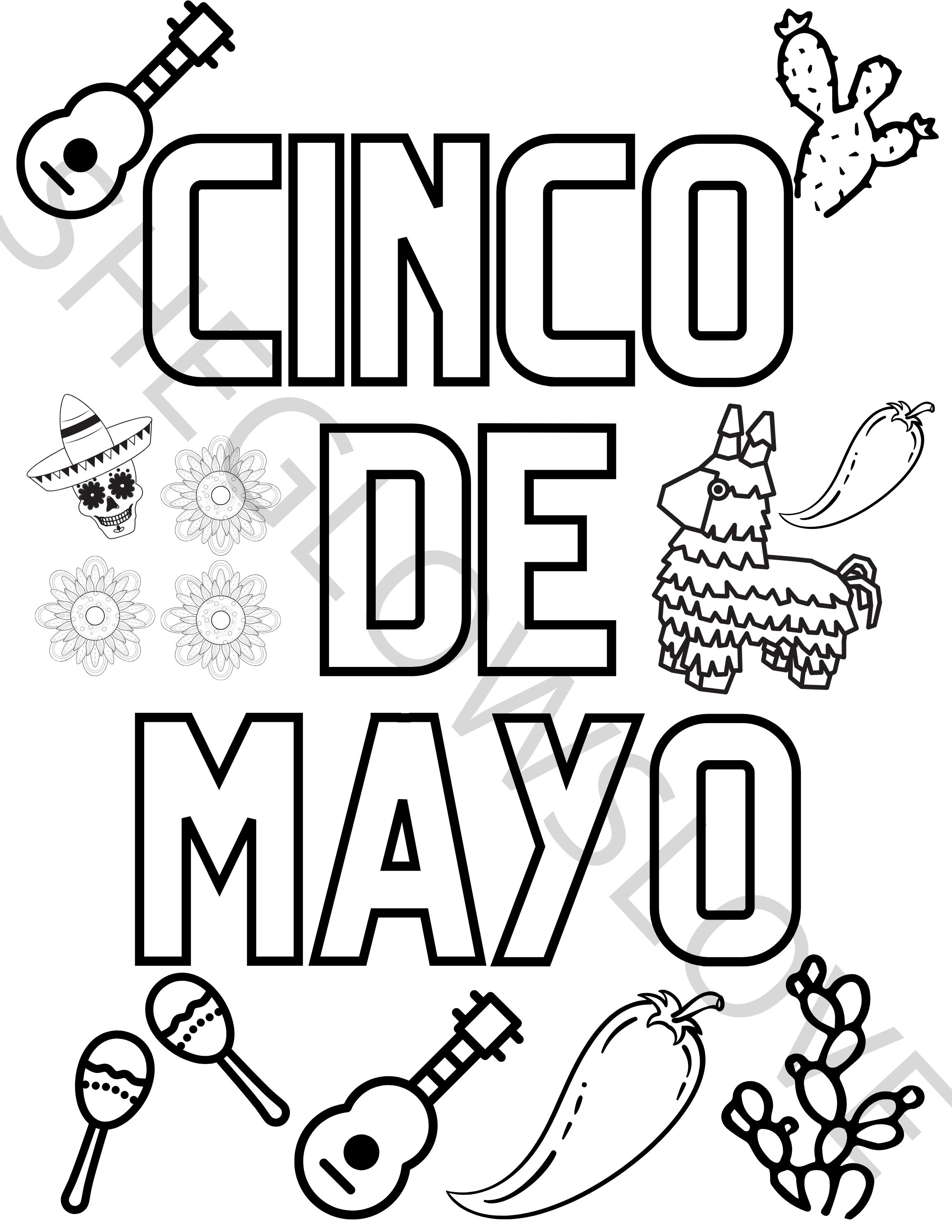Printable Cinco De Mayo Coloring Pages, Kids Coloring Pages, Cinco De ...