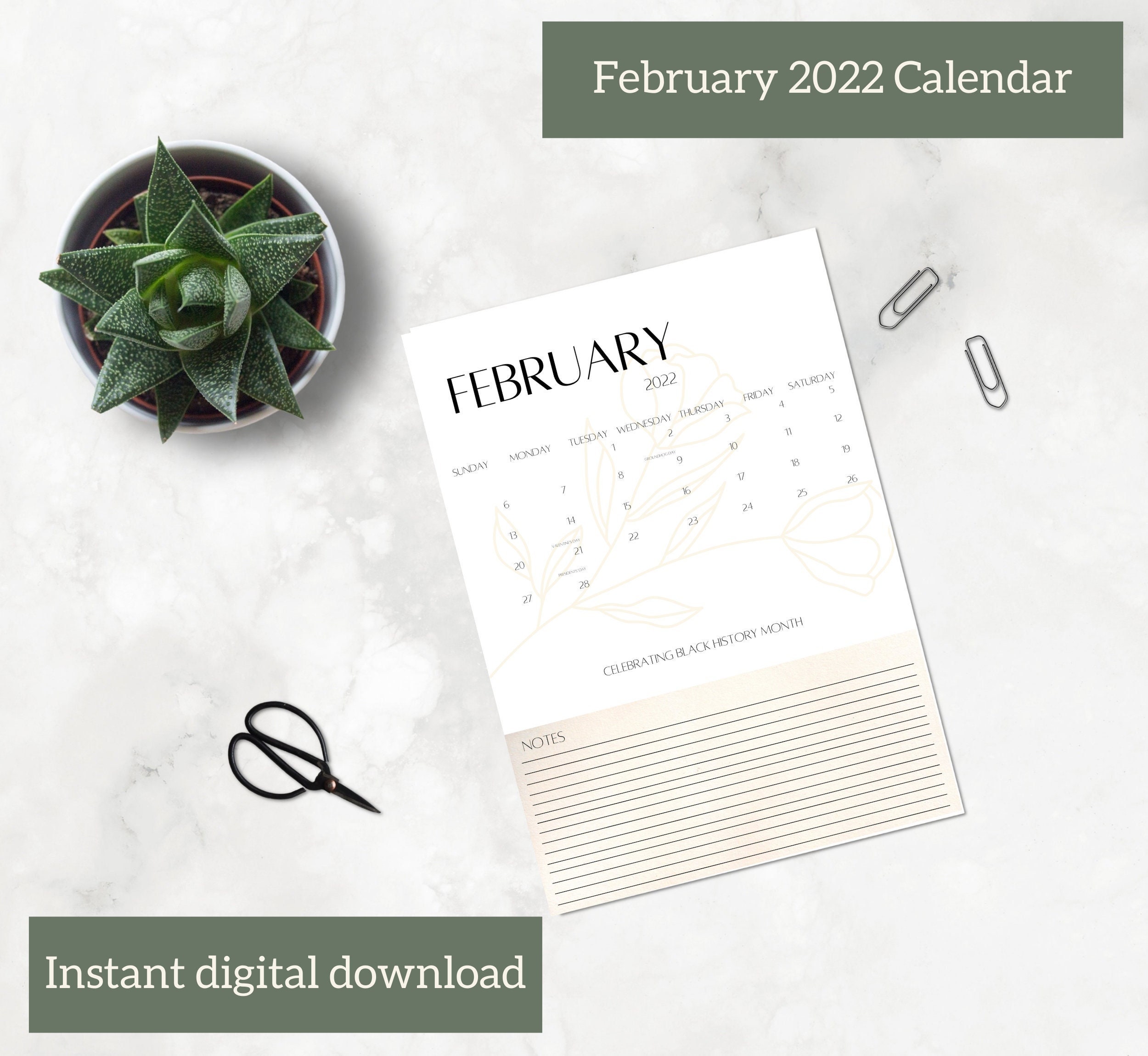 February 2022 Calendar Printable Pdf