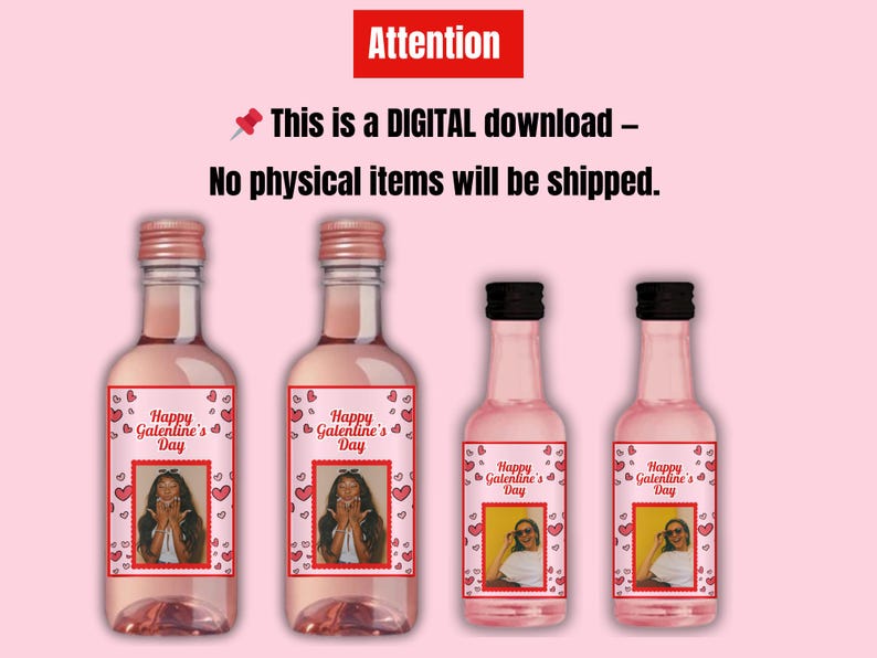 Galentine’s Day Mini Wine Bottle Labels | Personalized Printable Wine ...