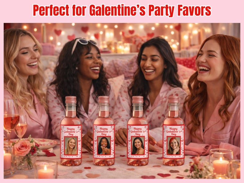 Galentine’s Day Mini Wine Bottle Labels | Personalized Printable Wine ...
