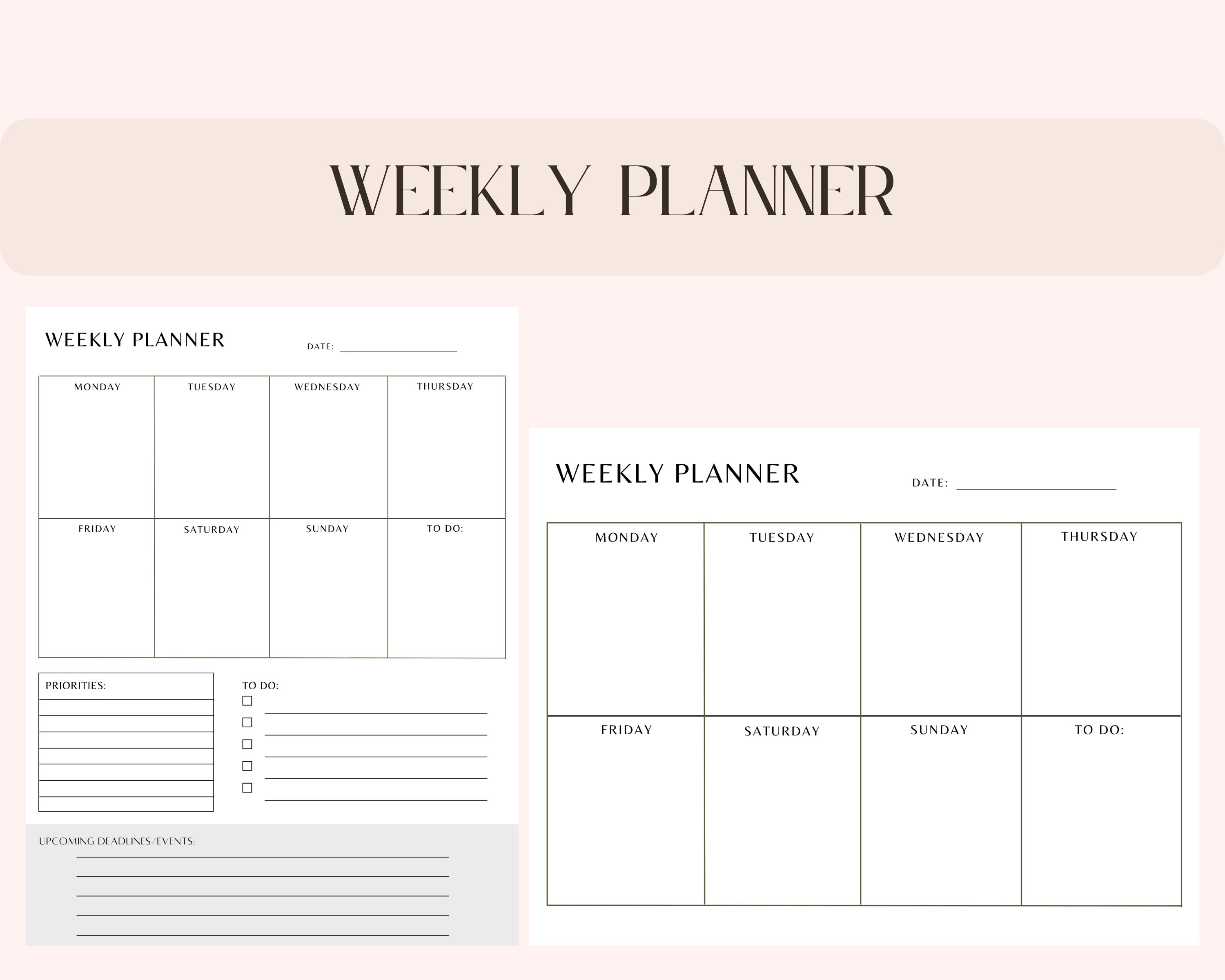 Weekly Plannerprintable Plannerto Do List - Etsy