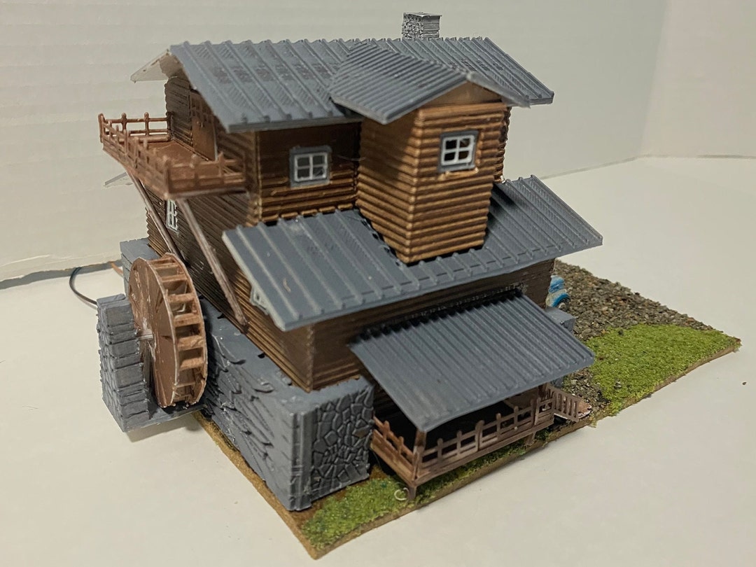 Assembled Model Water Mill Scales Z 1/220, N 1/160 , 1/144 Table Gaming ...