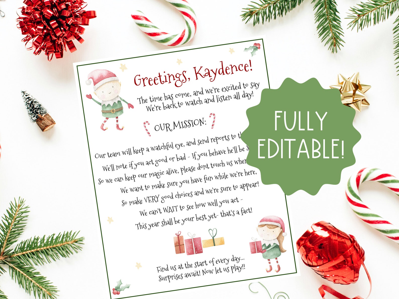 Editable Elf Letter, Christmas Letter, Printable Elf Letter to Kids - Etsy