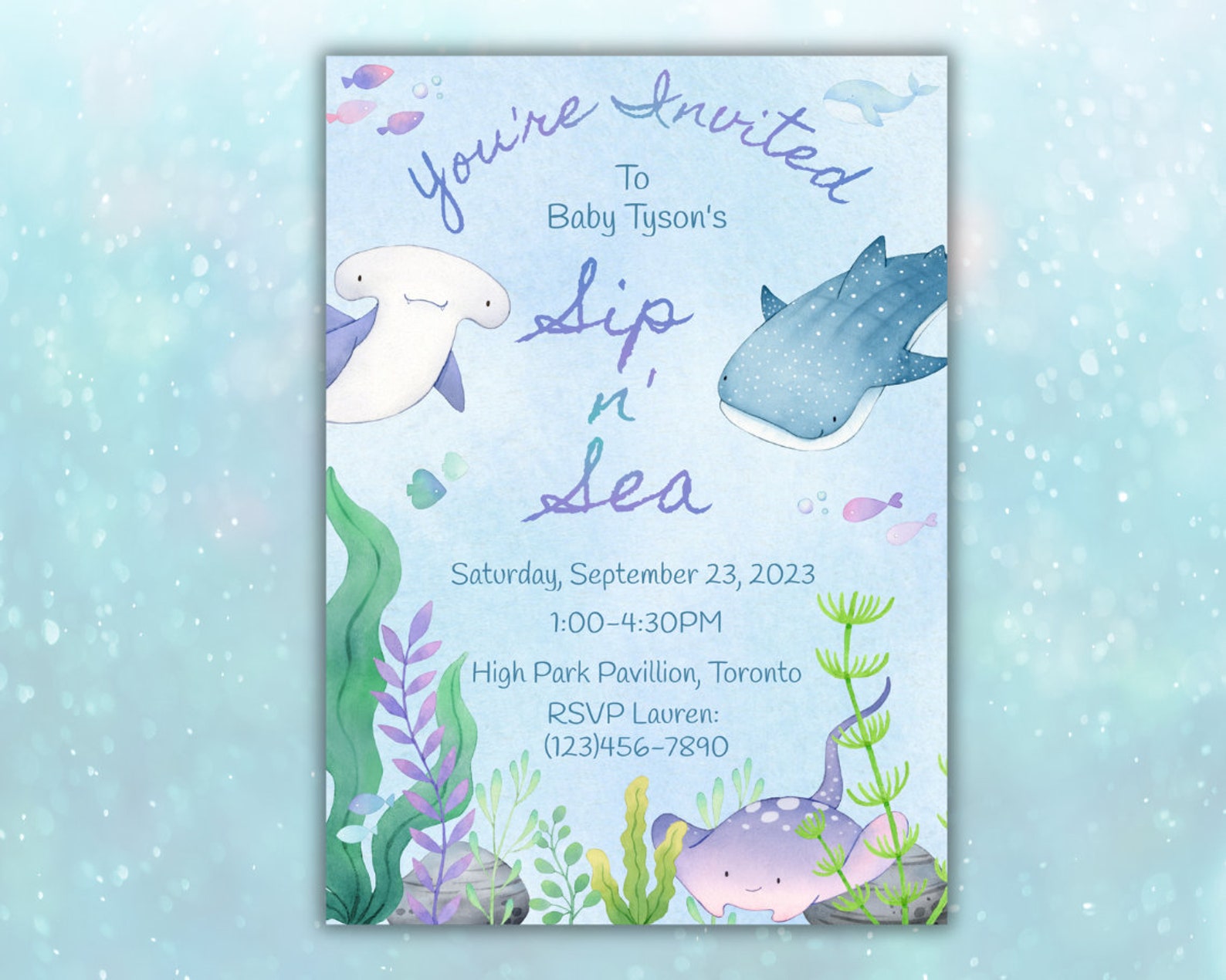 Editable Sip and See, Meet the Baby Invitation, Sip and Sea Party, Sip ...
