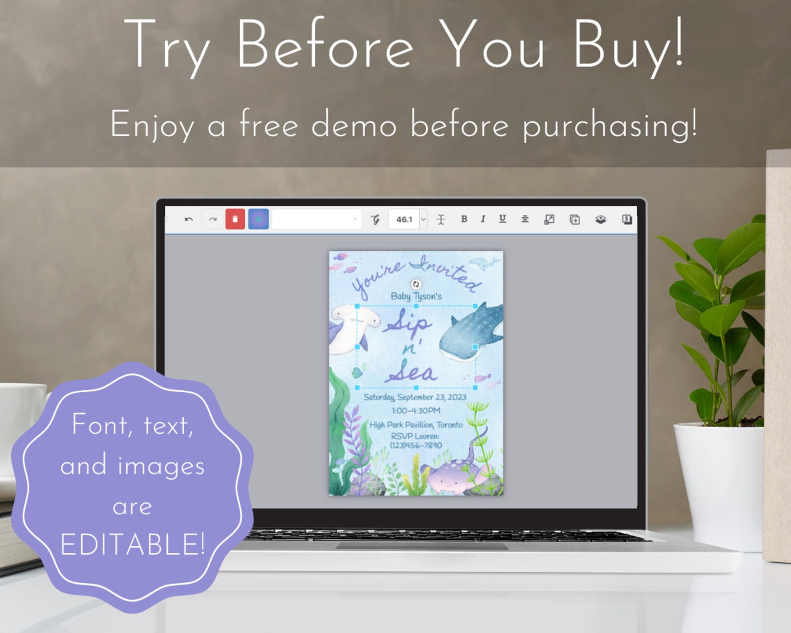 Editable Sip and See, Meet the Baby Invitation, Sip and Sea Party, Sip ...