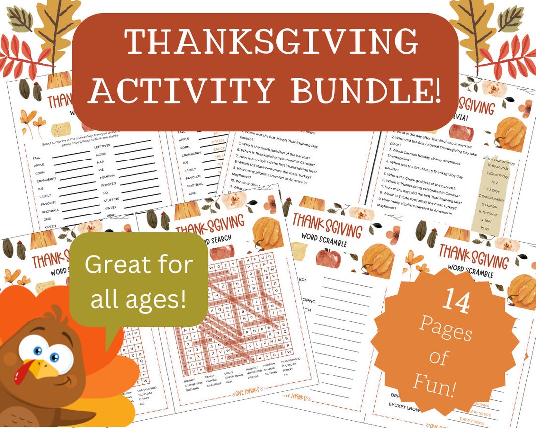 Thanksgiving Themed Activities and Games Bundle for All Ages ...