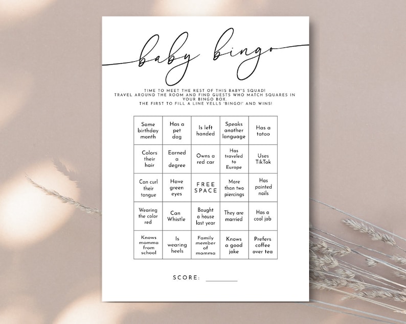 Baby Shower Game * Baby Bingo * Meet the Guest * Editable Baby Shower ...
