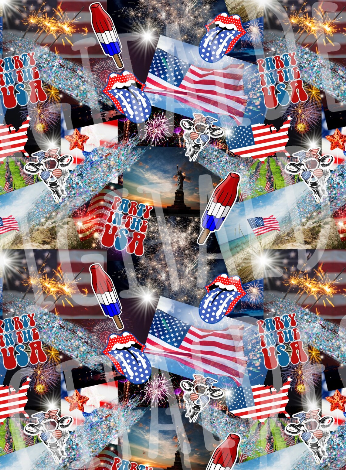 July 4th / Independence Day Party in the USA Collage Seamless - Etsy