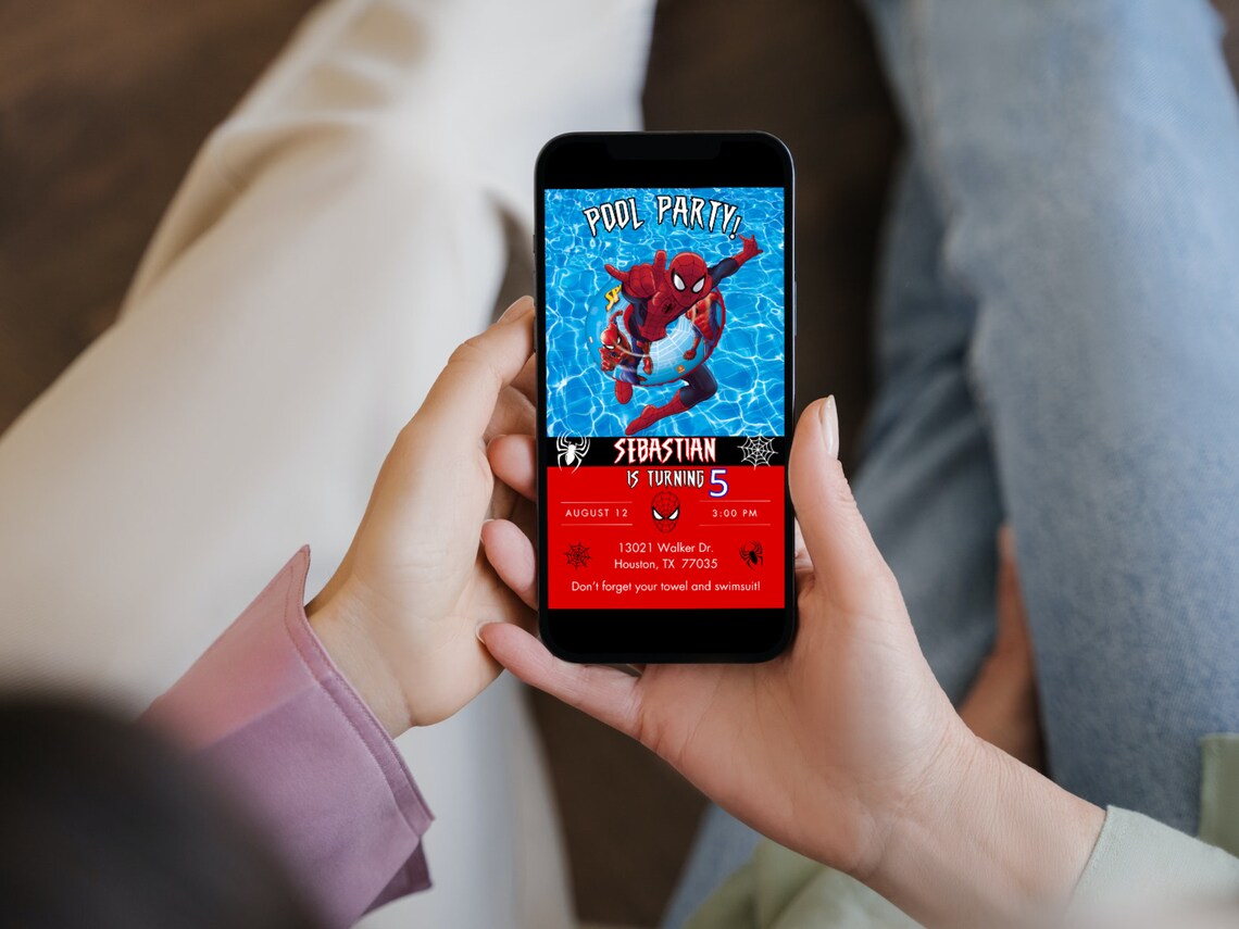 Spiderman Pool Party Invitation /summer Splash / Spiderman Birthday ...