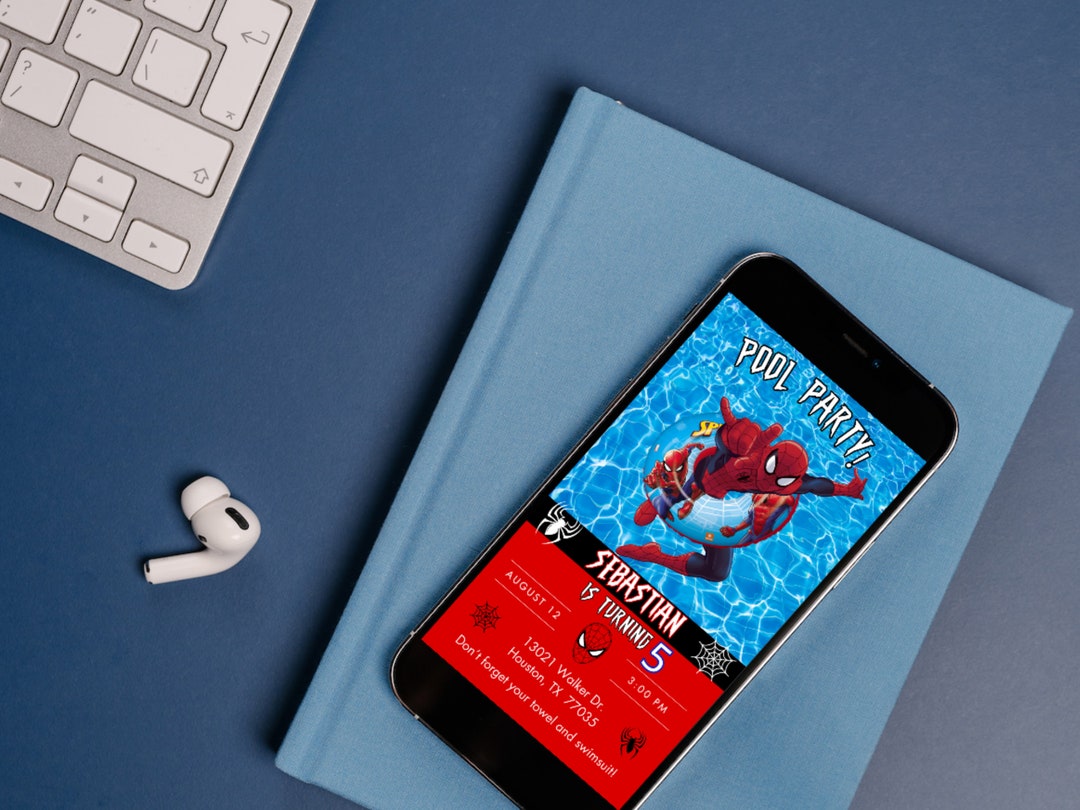 Spiderman Pool Party Invitation /summer Splash / Spiderman Birthday ...