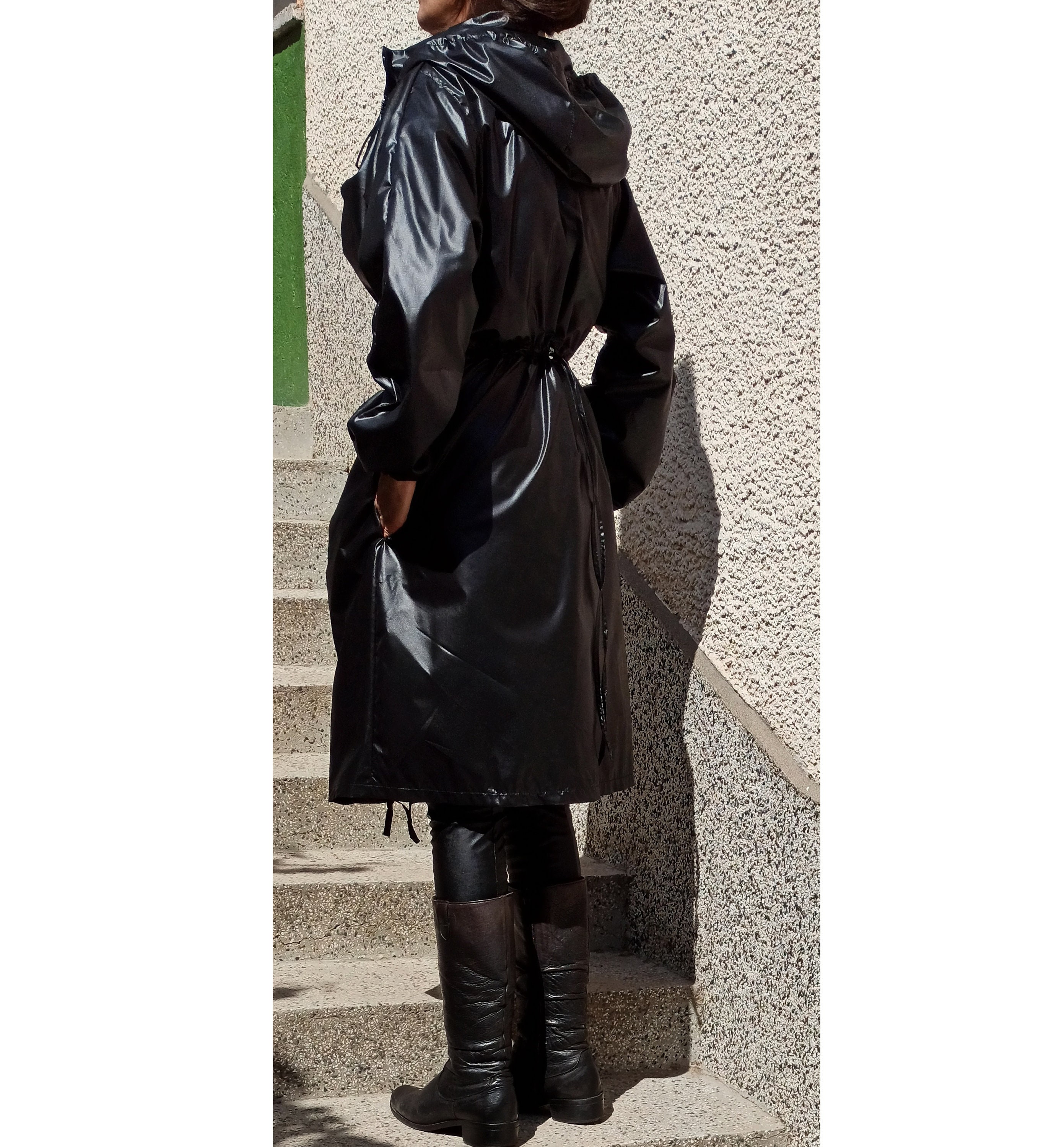 Black Raincoat, Trench Coat, Spring Women Jacket, Women's Raincoat ...