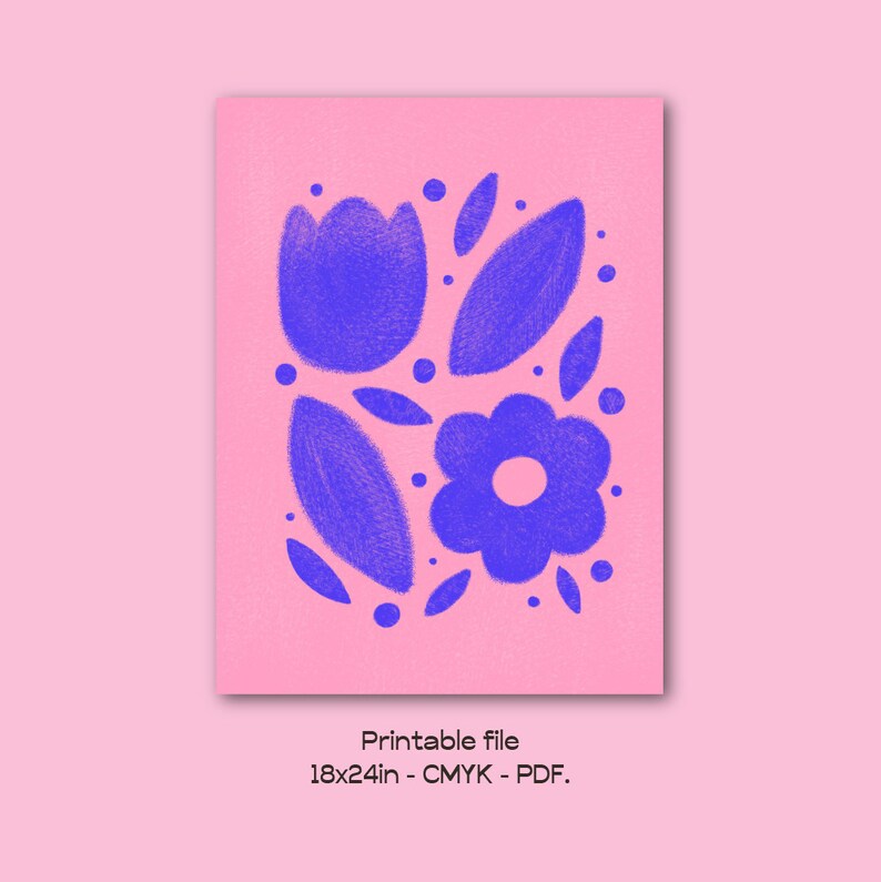 Blue Flowers Printable Poster. - Etsy