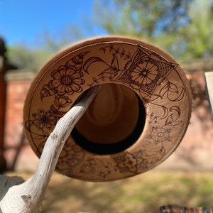 Hidden Gem's Womens Rancher Western Hand Burned Made to Order Cowgirl Extra Wide Brim ...