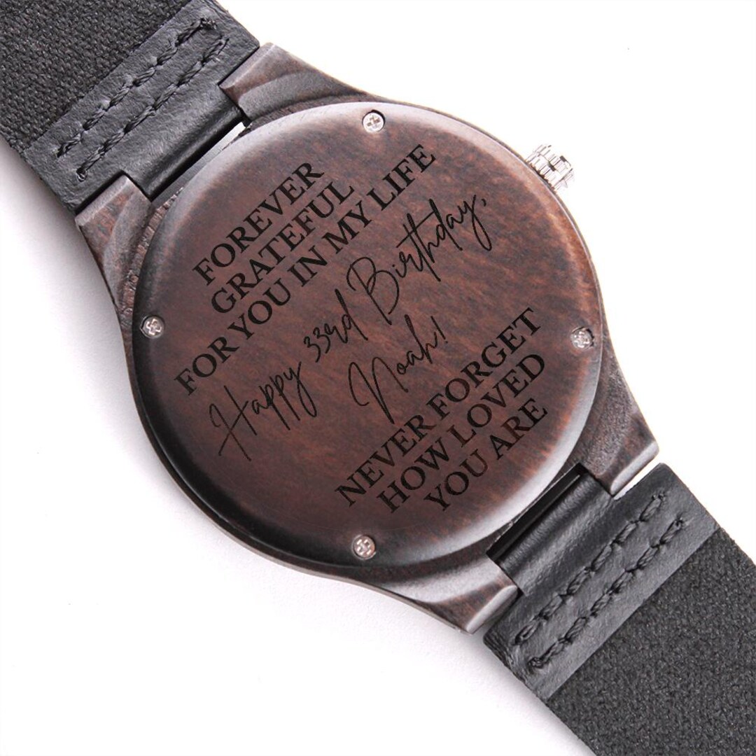 33rd Birthday Gift for Him, Personalized Engraved Watch, Wooden Watch ...